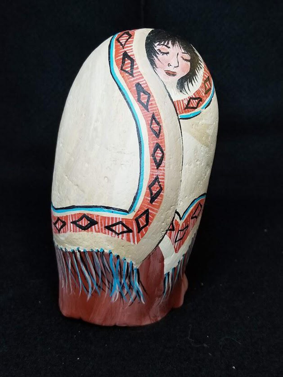 Native American Painted Stone - "hopi Girl" - Signed by Artist - Etsy