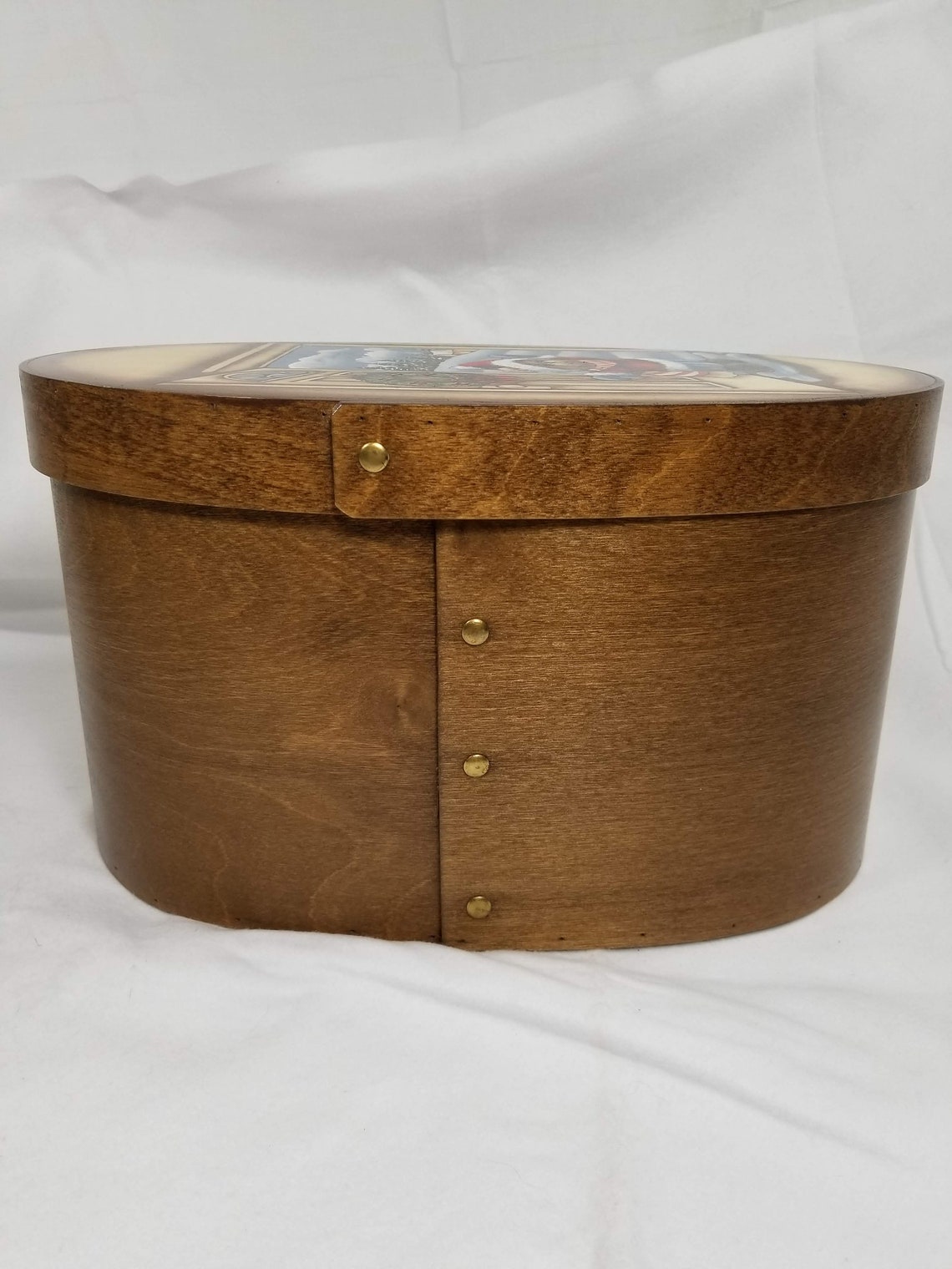 Handmade, Hand Painted Oval Wooden Christmas Shaker Box With Padded ...