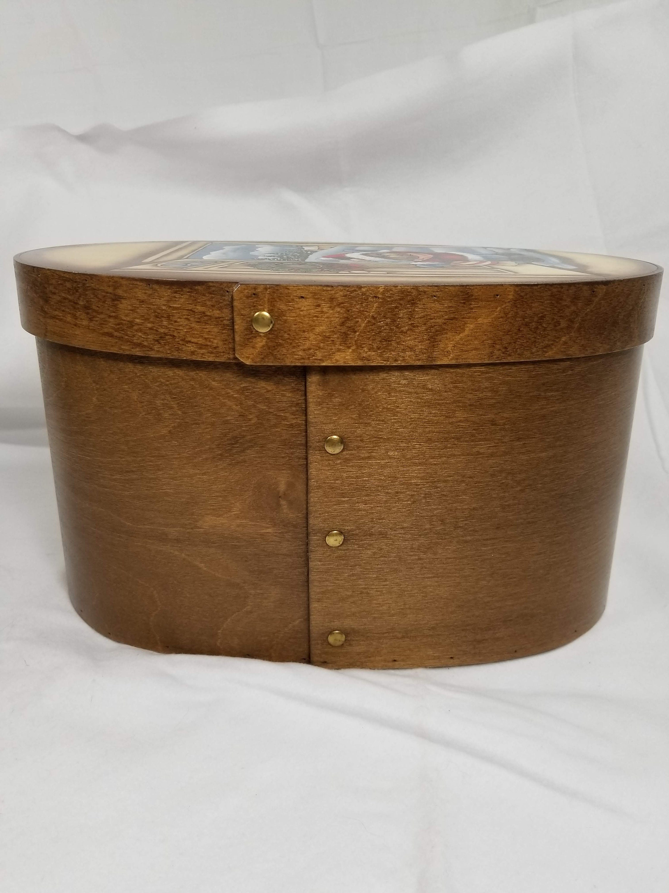 Handmade, Hand Painted Oval Wooden Christmas Shaker Box With Padded ...