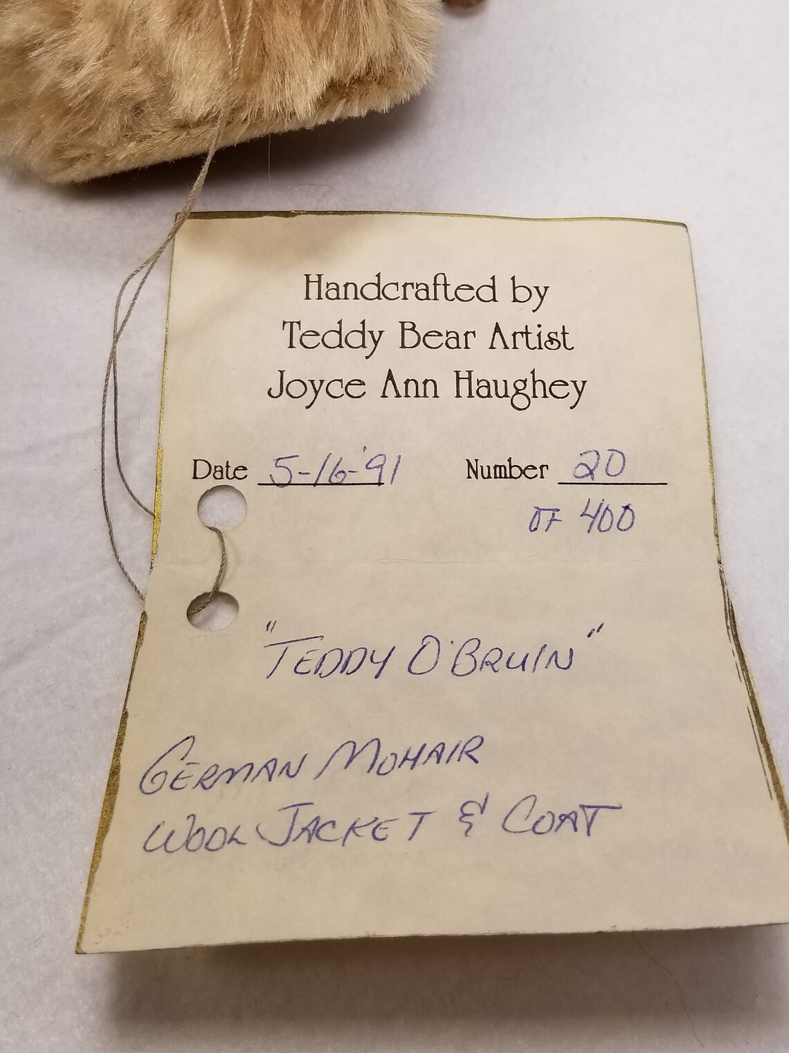 Limited Edition (#20 of 400) - Teddy O'bruin - Handcrafted by Joyce Ann ...