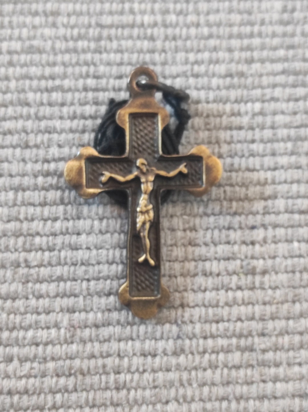 Christian Metal Pectoral Cross Pendant Rope Cord 6x4 Cm - Etsy