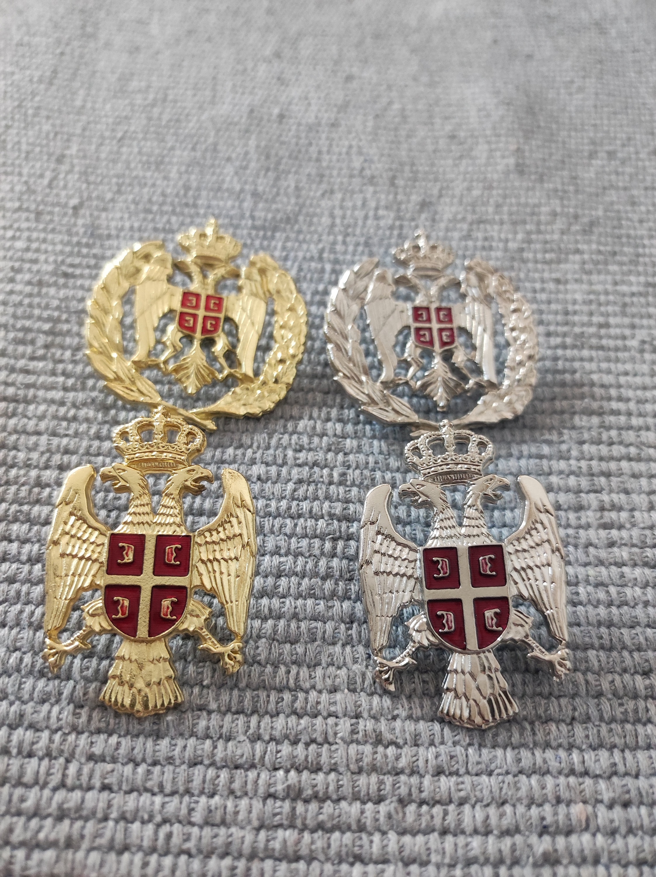Metal Badge of Serbian Cap chetnik Badge Silver and Gold Version. Set ...