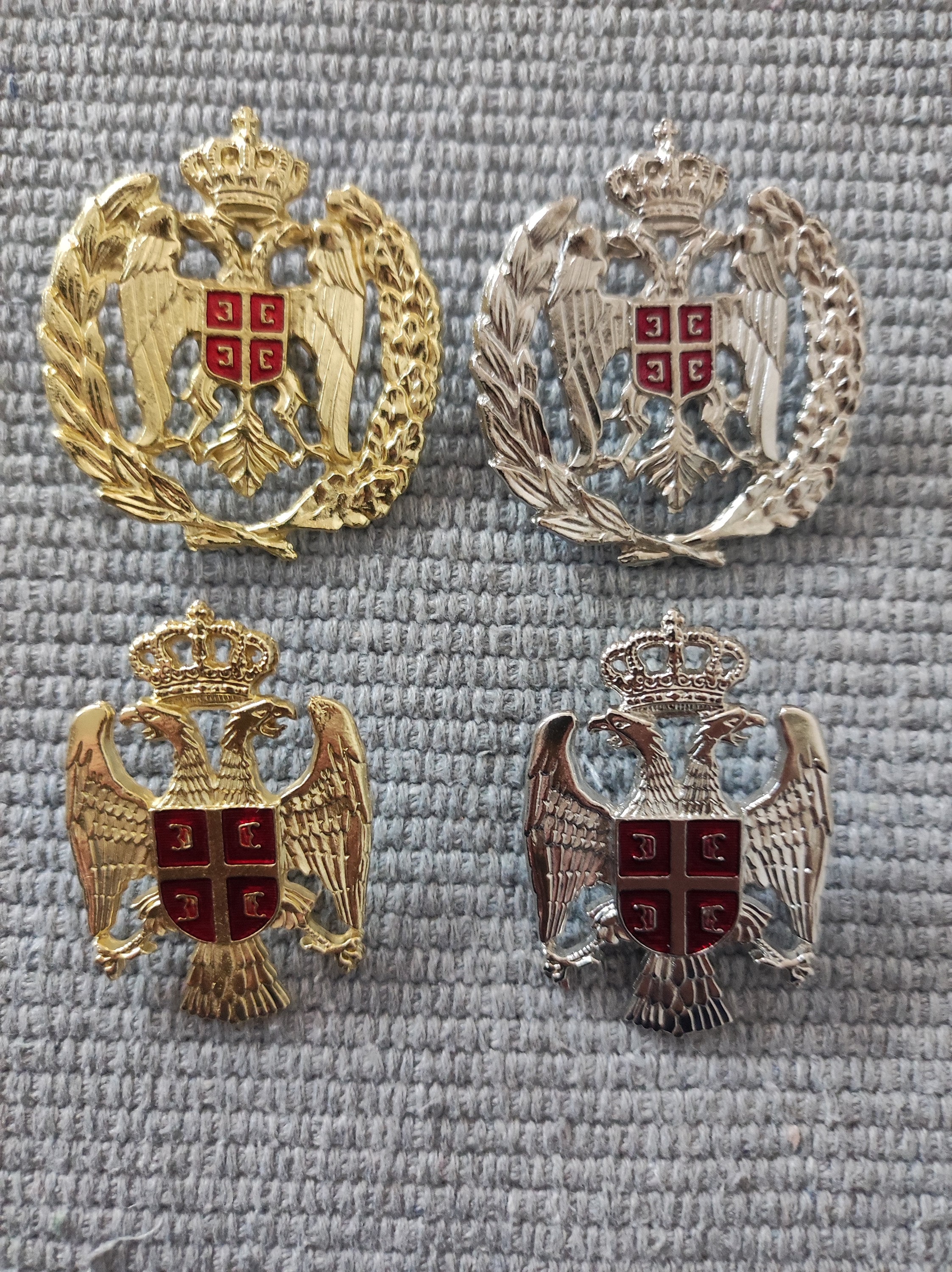 Metal Badge of Serbian Cap chetnik Badge Silver and Gold Version. Set ...