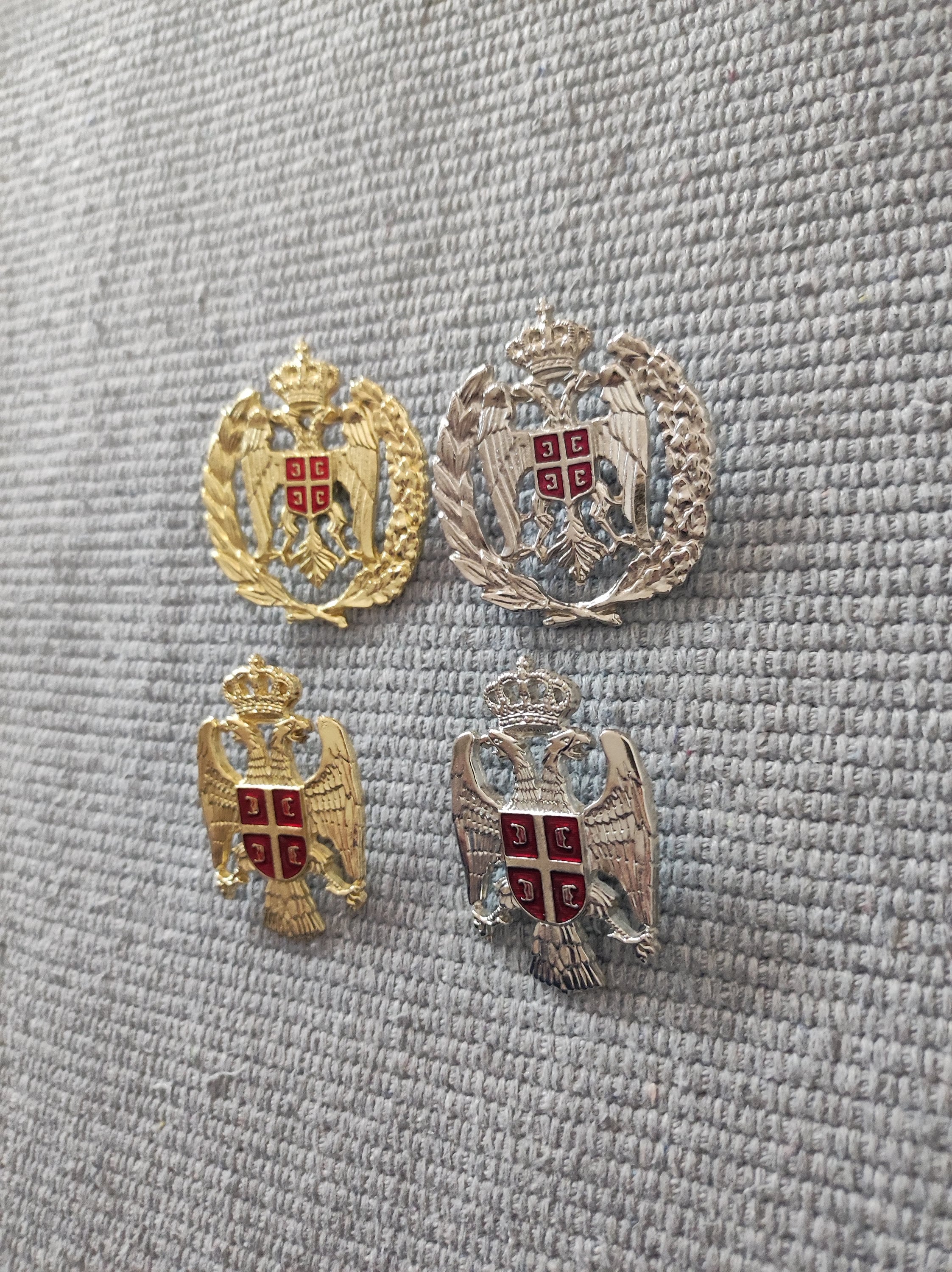 Metal Badge of Serbian Cap chetnik Badge Silver and Gold Version. Set ...