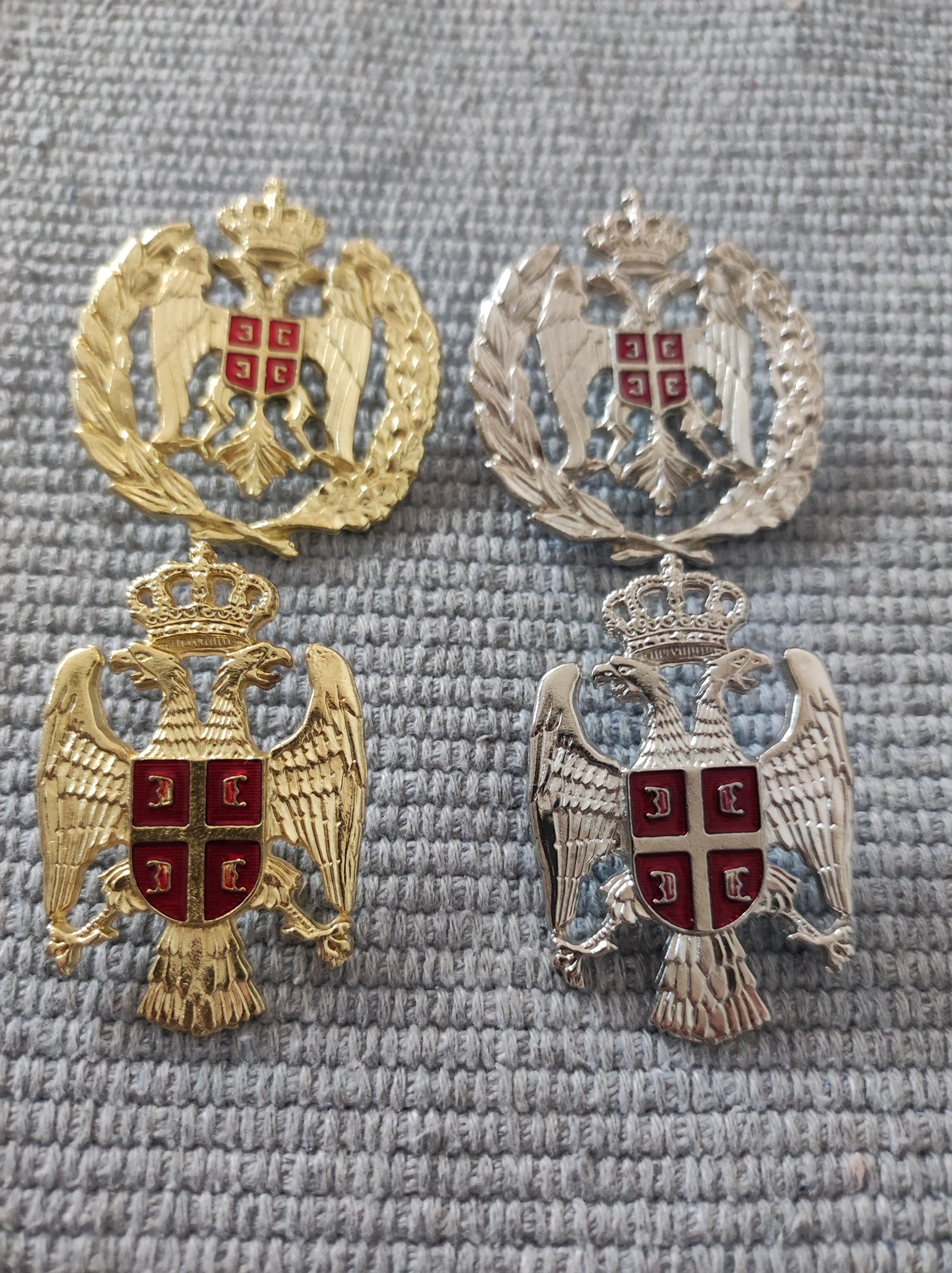 Metal Badge of Serbian Cap chetnik Badge Silver and Gold Version. Set ...