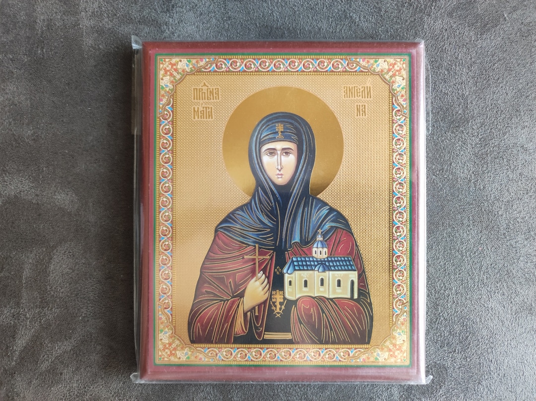 Icon of SAINT ANGELINA Orthodox Replica 13 X 10,5 Cm Serbian Orthodox ...