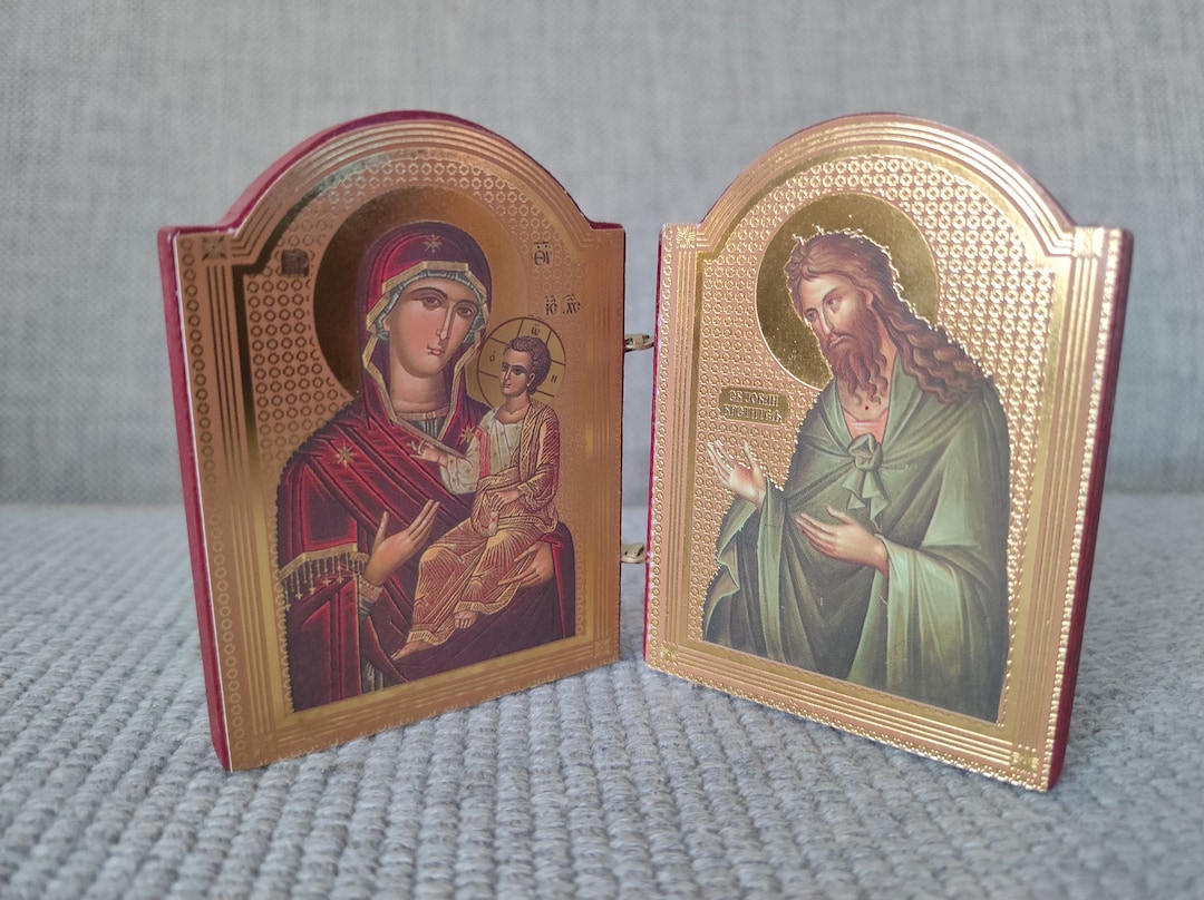 Icon of the Orthodox Double Mother of God and Saint Jovan 2 X (7cm X ...