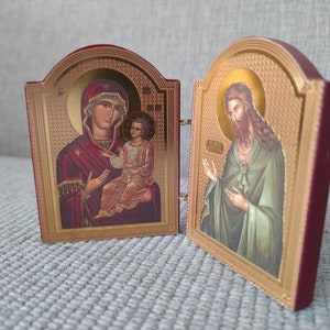Icon of the Orthodox Double Mother of God and Saint Jovan 2 X (7cm X ...