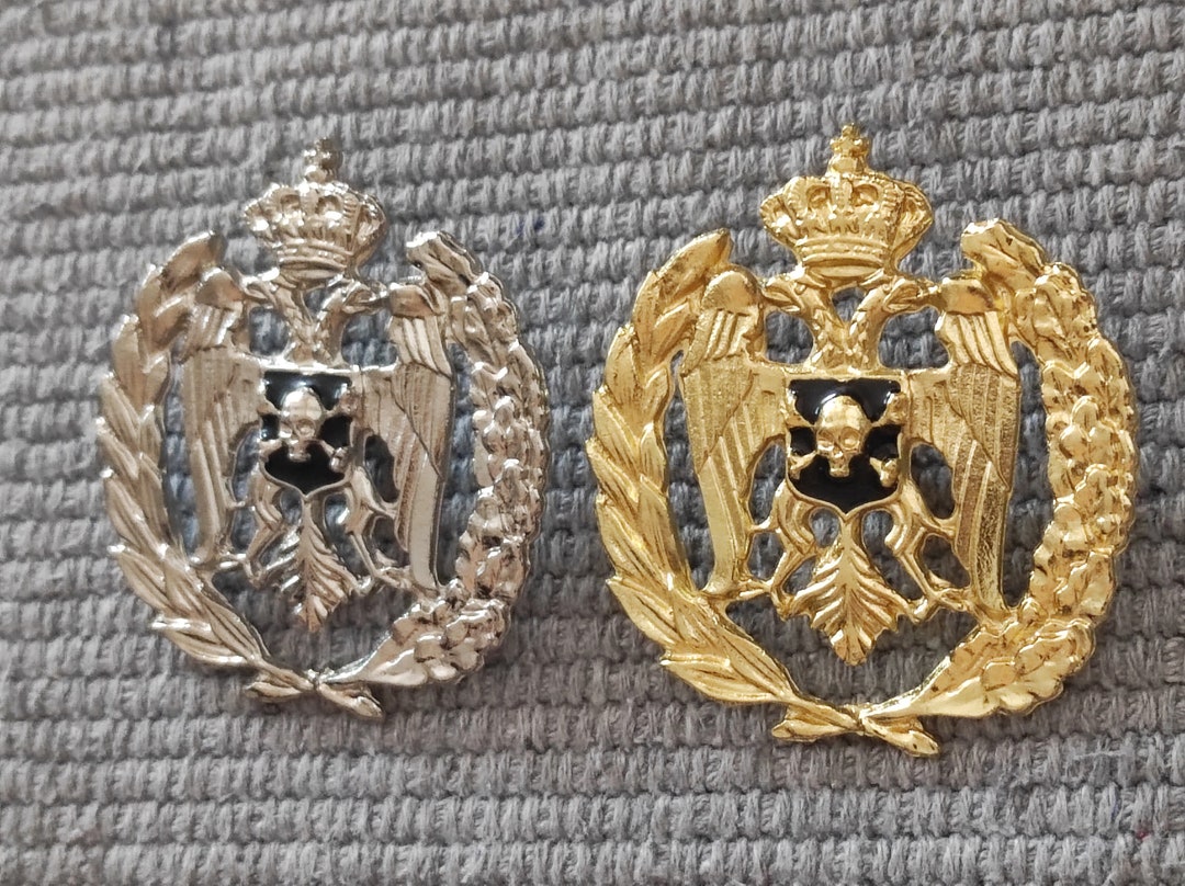 Metal Badge of Serbian Cap (chetnik Badge) - Silver and Gold Version ...
