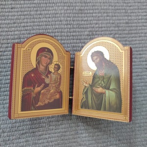 Icon of the Orthodox Double Mother of God and Saint Jovan 2 X (7cm X ...