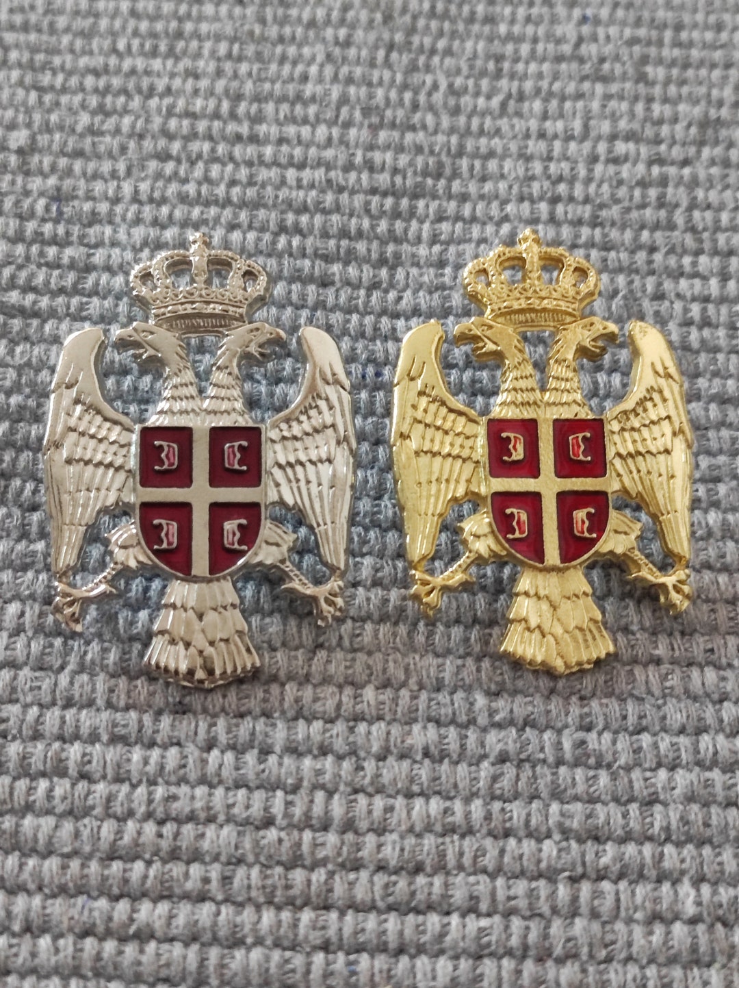 Metal Badge of Serbian Cap (chetnik Badge) - Silver and Gold Version ...