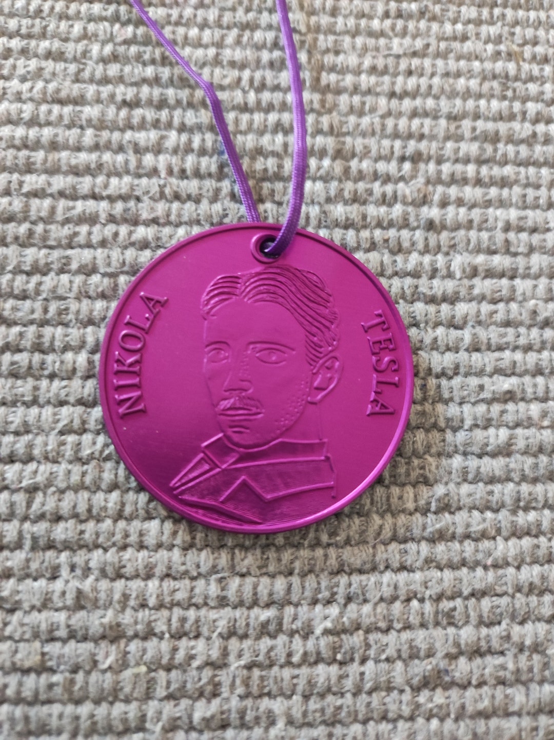 Original Nikola Tesla Purple Plate Disk Necklace Dimension R3cm - Etsy
