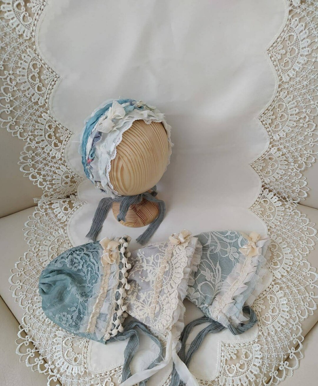 Vintage Lace Turquoise Bonnets Ready to Ship, Newborn Hat, Bonnet ...