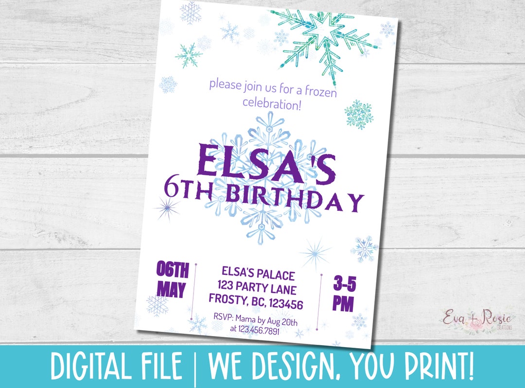 Frozen Invitation, Elsa Birthday, Winter Birthday Invitation ...