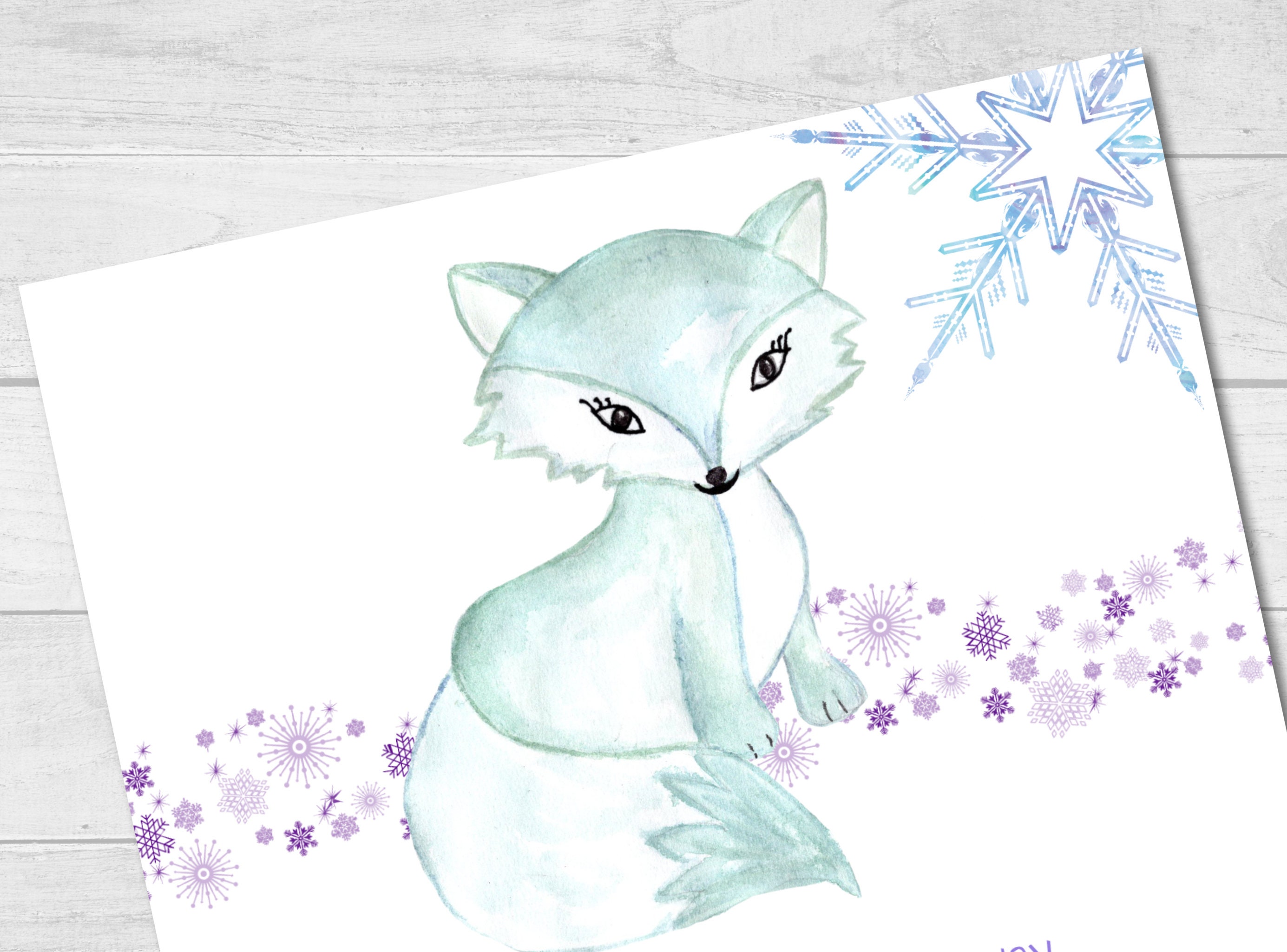PRINTABLE Roxy Arctic Fox Birthday Invitation - DIGITAL FILE - Etsy