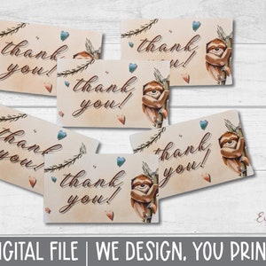 PRINTABLE Sloth Thank You Cards, - DIGITAL FILE - Etsy