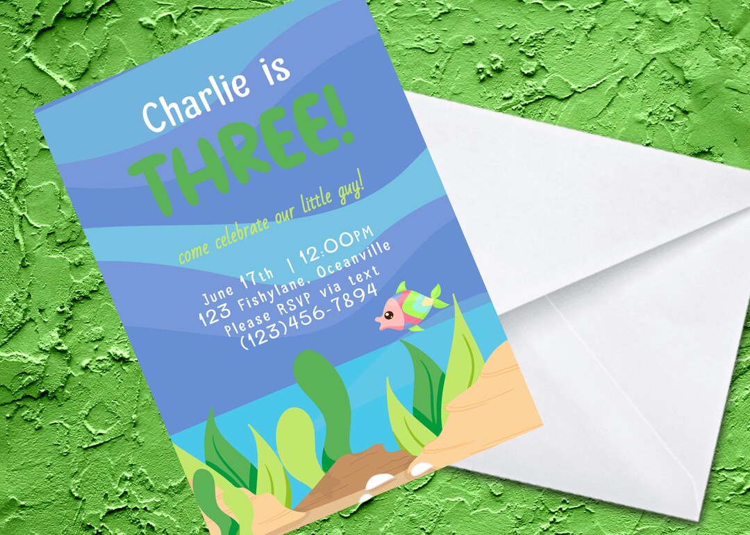 PRINTABLE Fish, Fishy, Ocean Birthday Invitation - DIGITAL FILE - Etsy