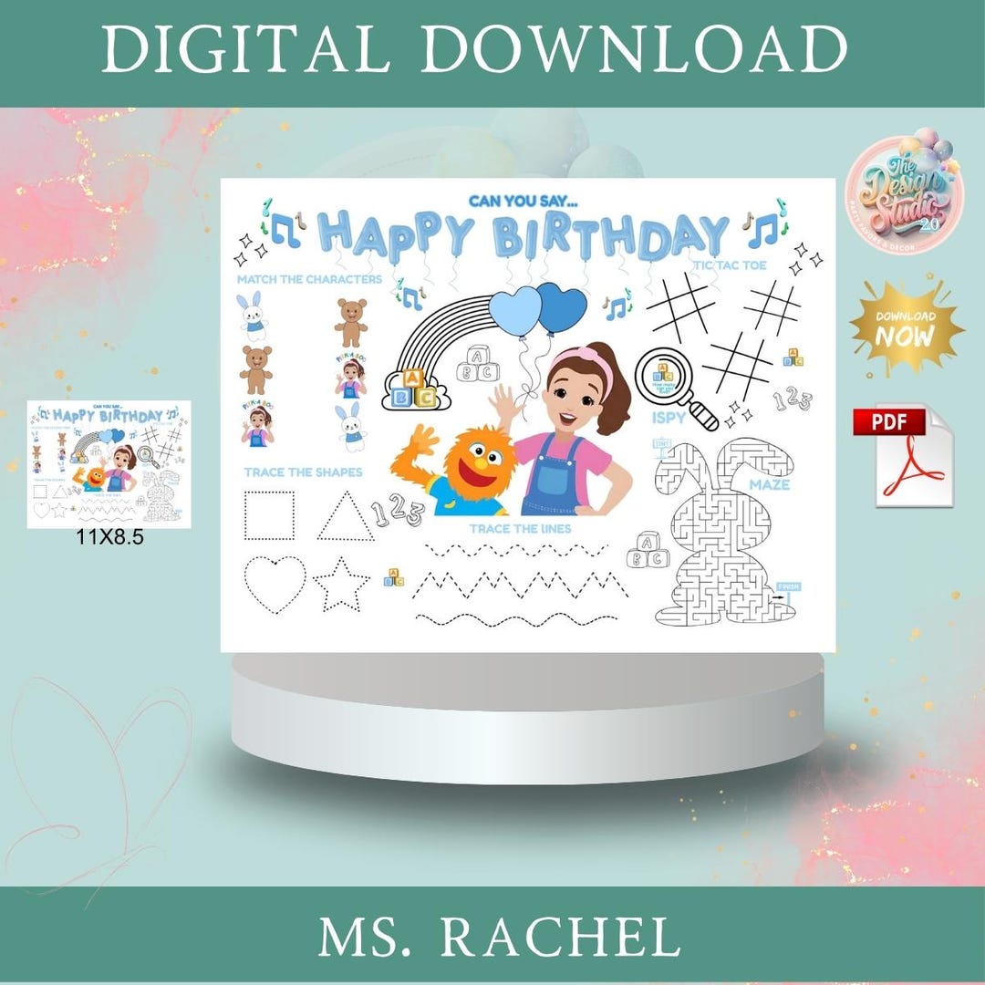 Ms Rachel Activity Sheet, Digital Download, Ms. Rachel Birthday ...