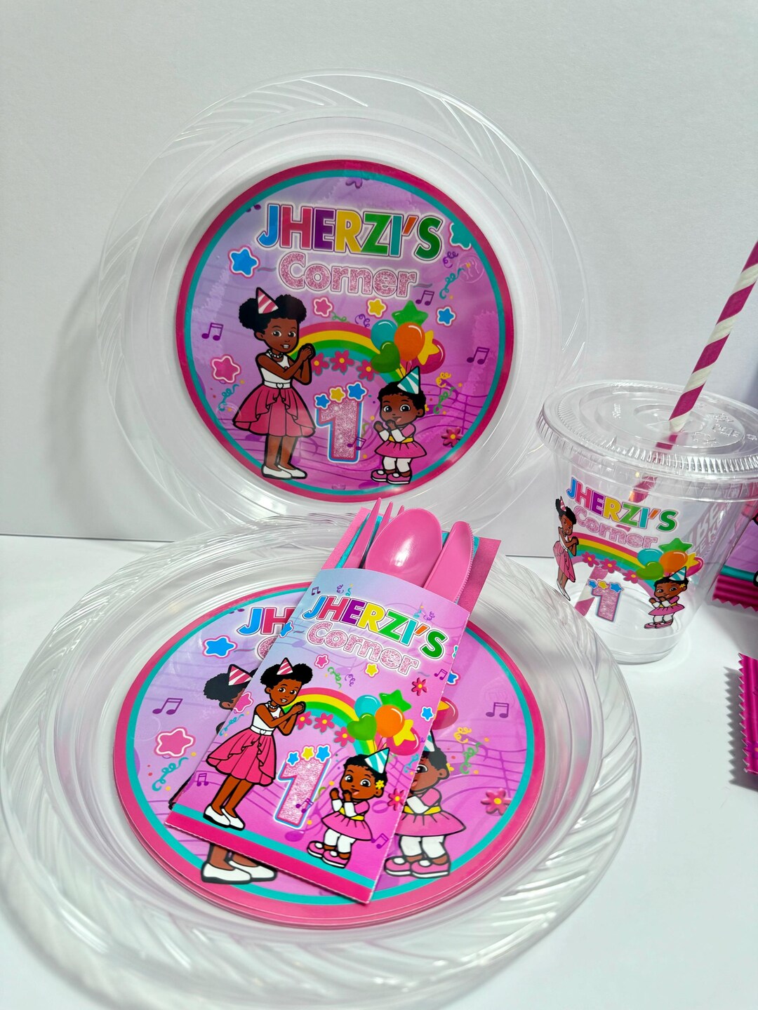 Gracie Girl Personalized Disposal Dinner Plates, Utensil Sets, Cup ...