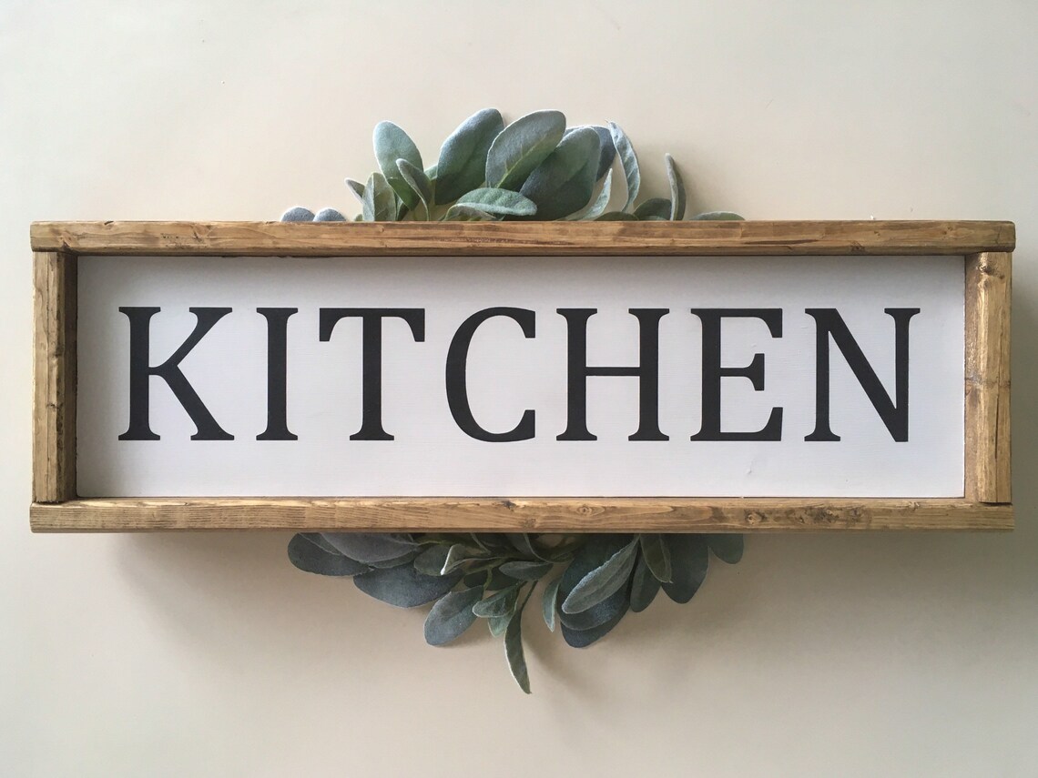 Kitchen Sign Kitchen Wall Decor Framed Wood Sign L - Etsy