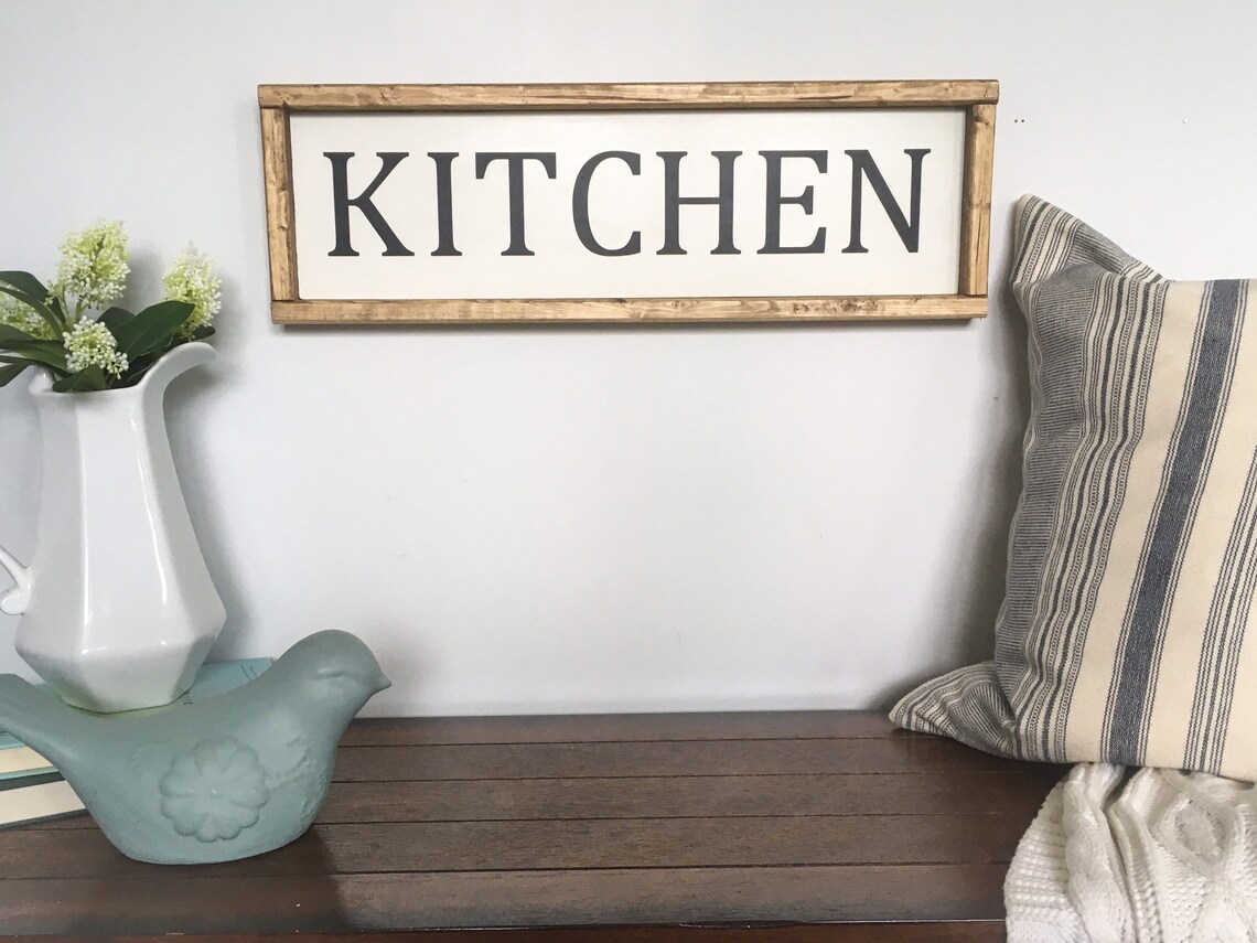 Kitchen Sign Kitchen Wall Decor Framed Wood Sign L - Etsy