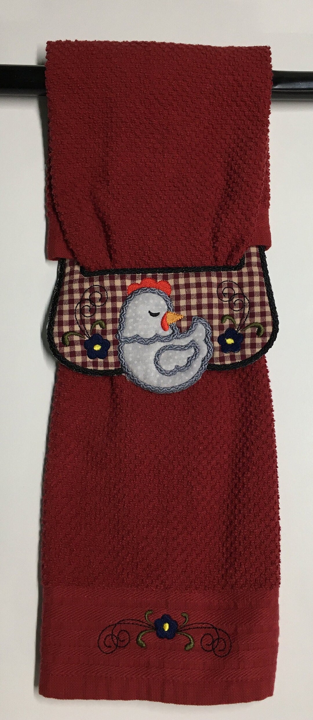 Country Chicken in Red, Hanging Towel, Country Decor - Etsy