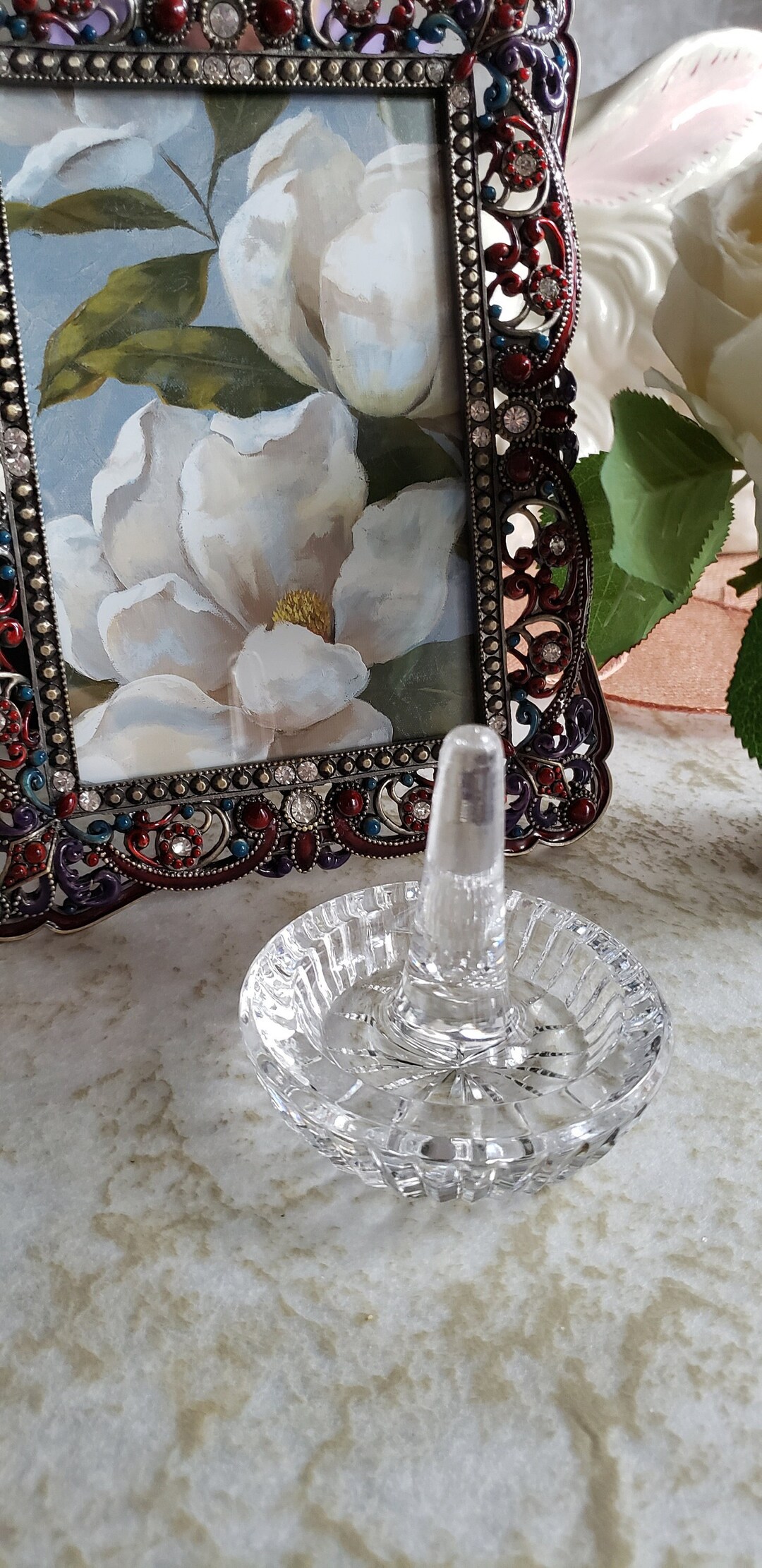 Waterford Crystal Ring Holder With Stem / Cut Crystal Ring Tree With ...