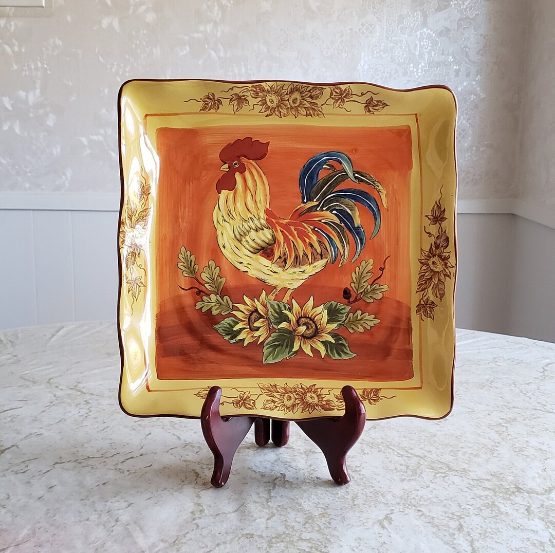 Rooster Serving Plate, Sunflowers / Hand Painted Rooster Platter ...