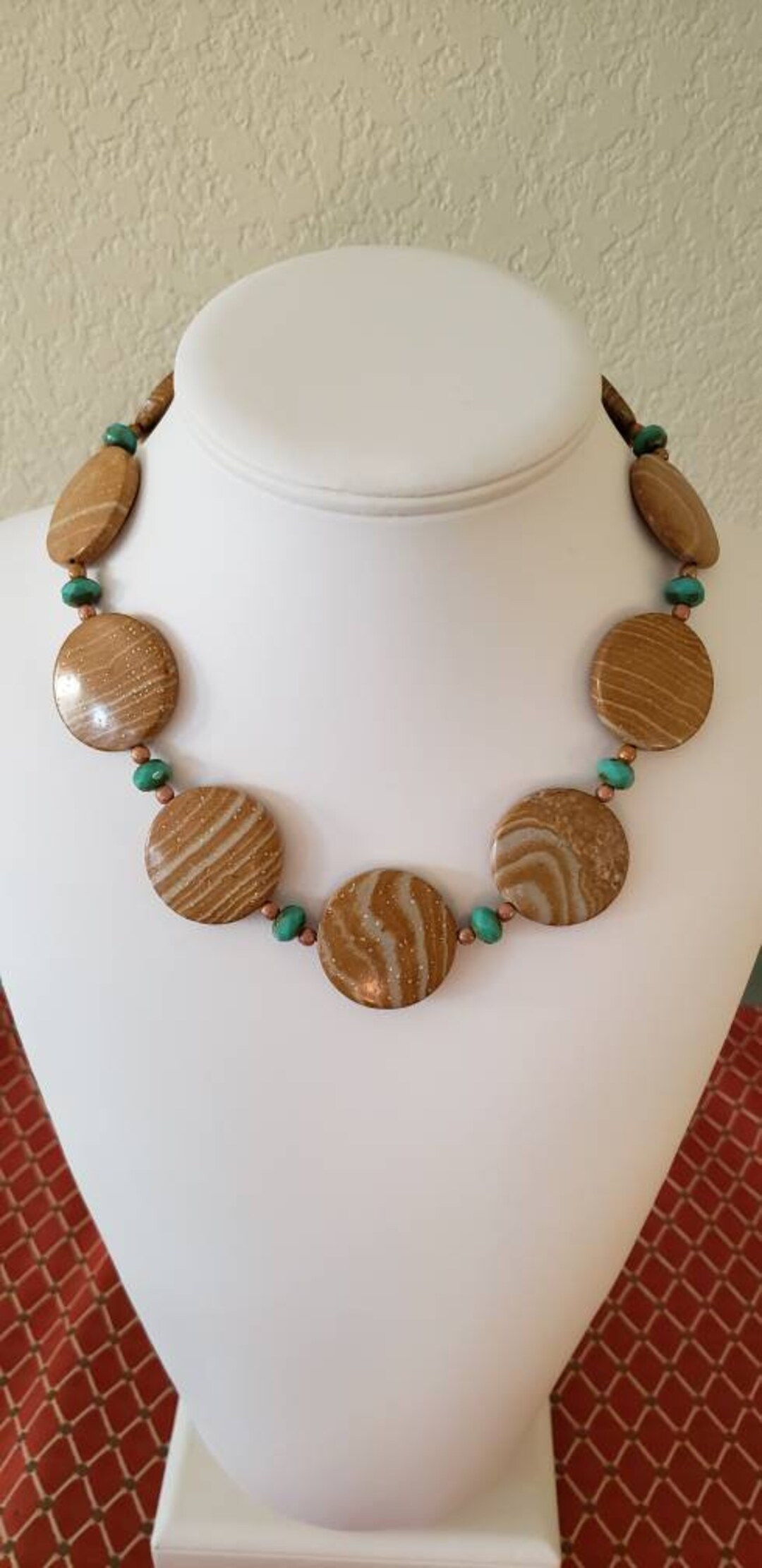 Tan Jasper Necklace / Woodland Antelope Necklace / Safari Necklace With ...