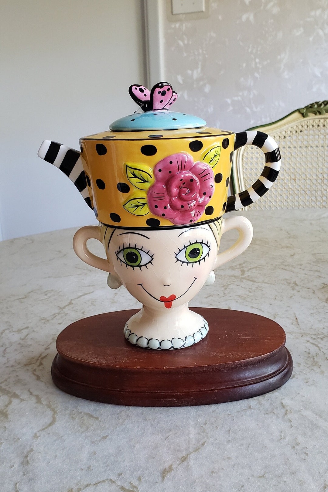 Hand Painted Teapot Cup Set by Babs W/assorted Teas, Stacking Teapot ...