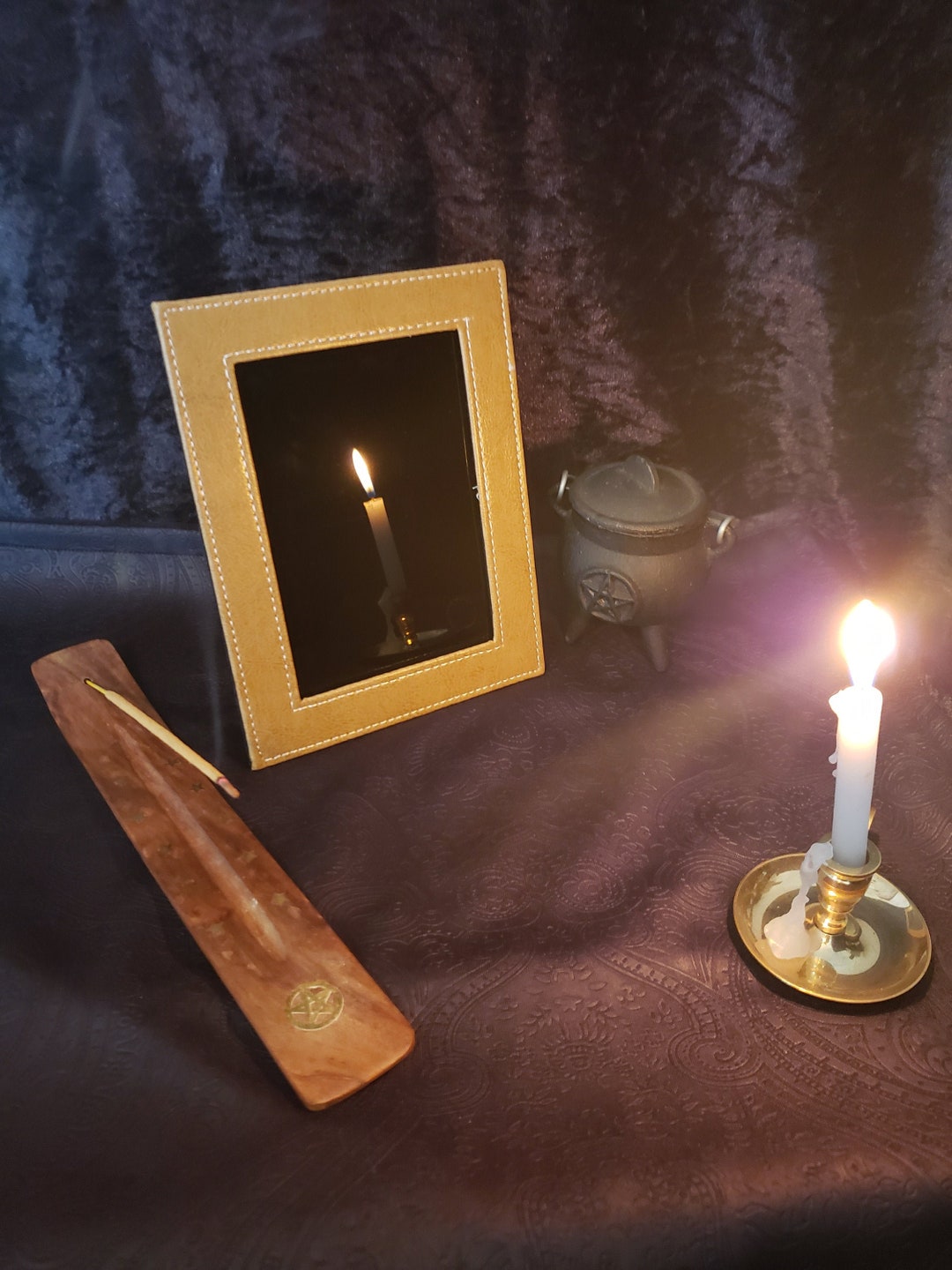 Brown Leather Scrying Mirror - Etsy
