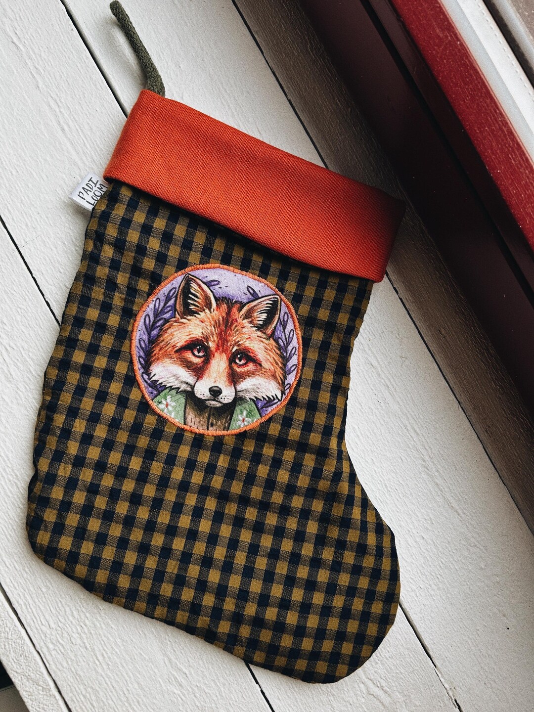 Handmade Christmas Stocking With Fox Picture / Christmas Decorations - Etsy