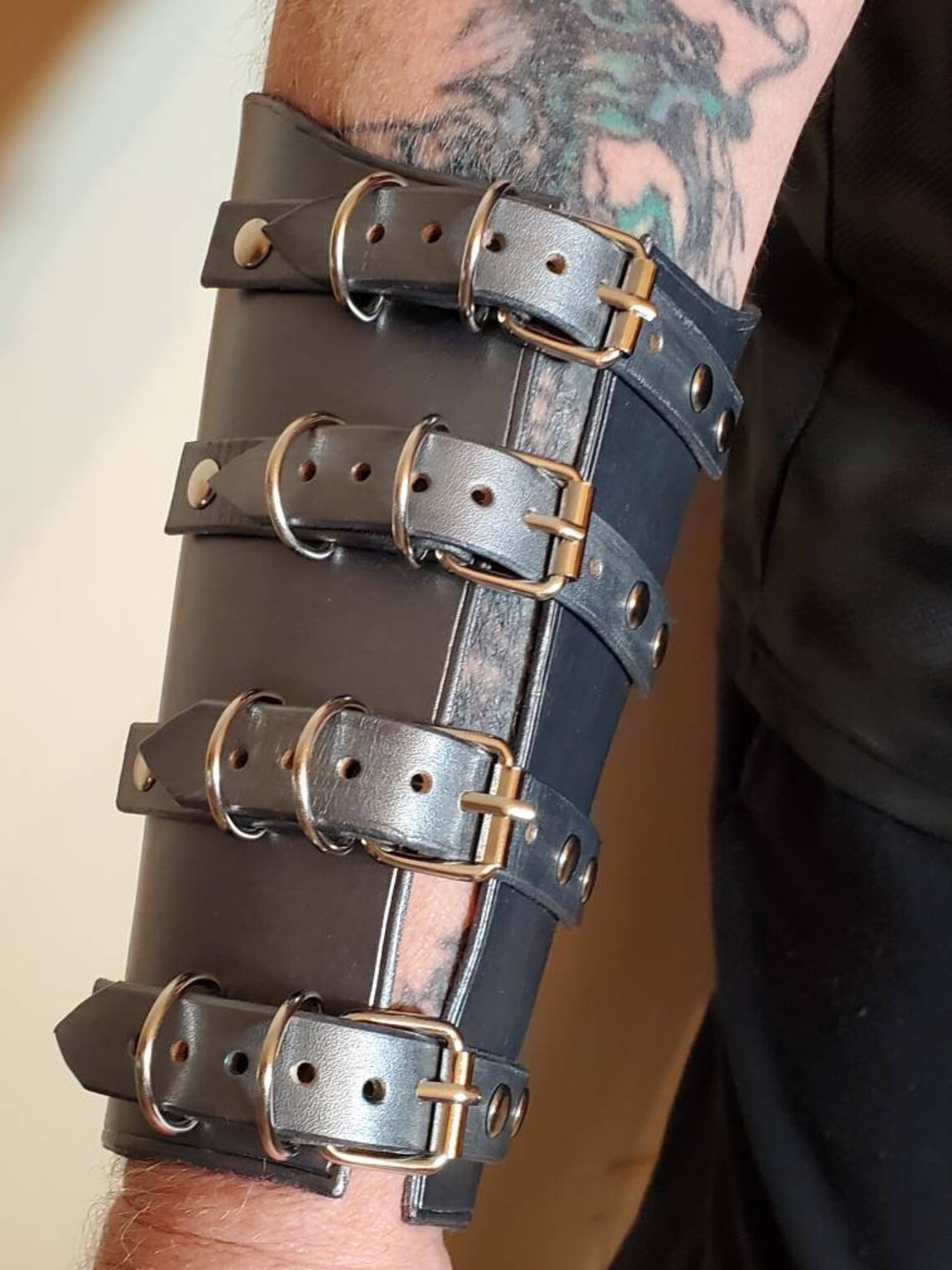 Silver Genuine Leather Bracers Vambraces - Etsy