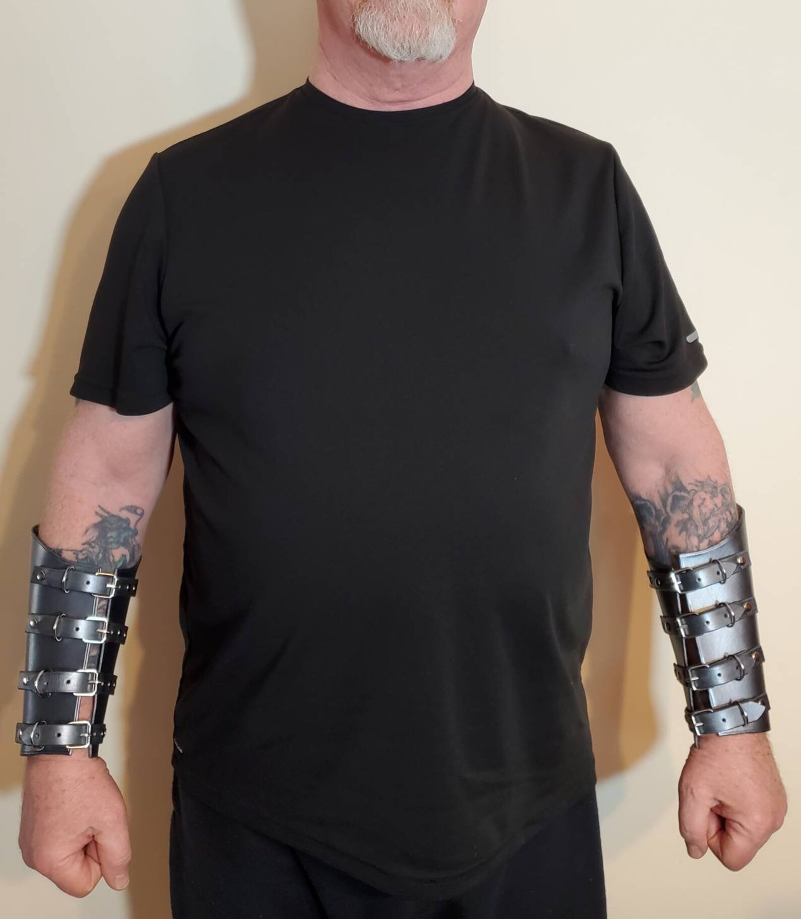 Silver Genuine Leather Bracers Vambraces - Etsy