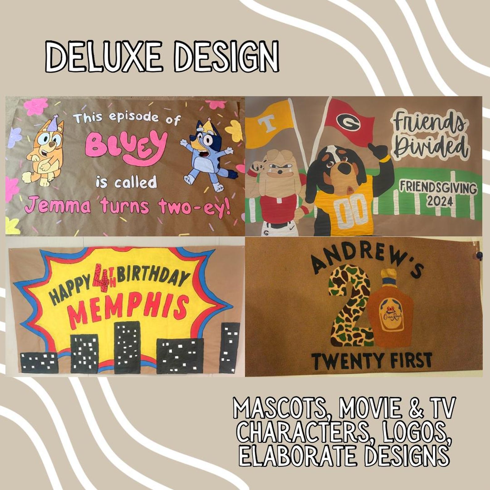 Custom Hand Painted Kraft Paper Banners • Engagement Banners • Birthday ...