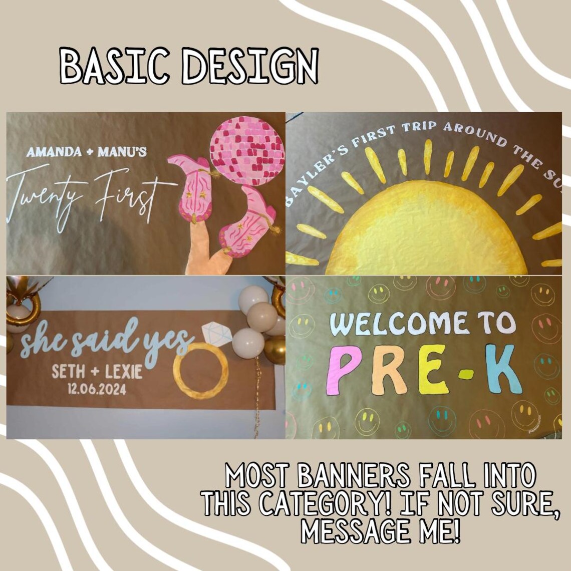 Custom Hand Painted Kraft Paper Banners • Engagement Banners • Birthday ...