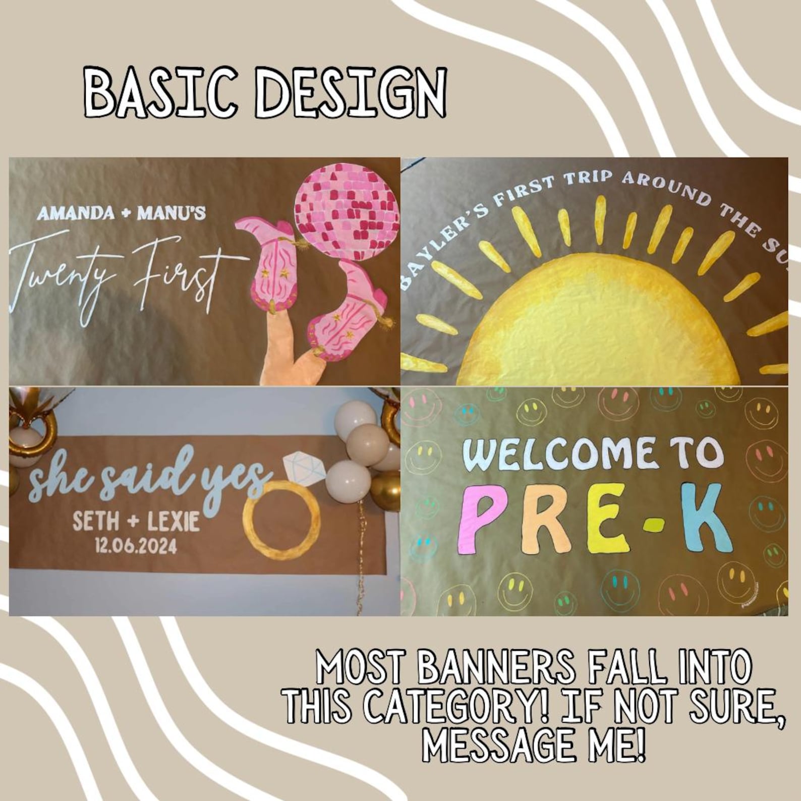 Custom Hand Painted Kraft Paper Banners • Engagement Banners • Birthday ...