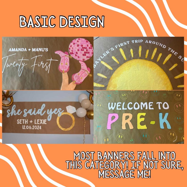 Custom Hand Painted Kraft Paper Banners • Engagement Banners • Birthday ...