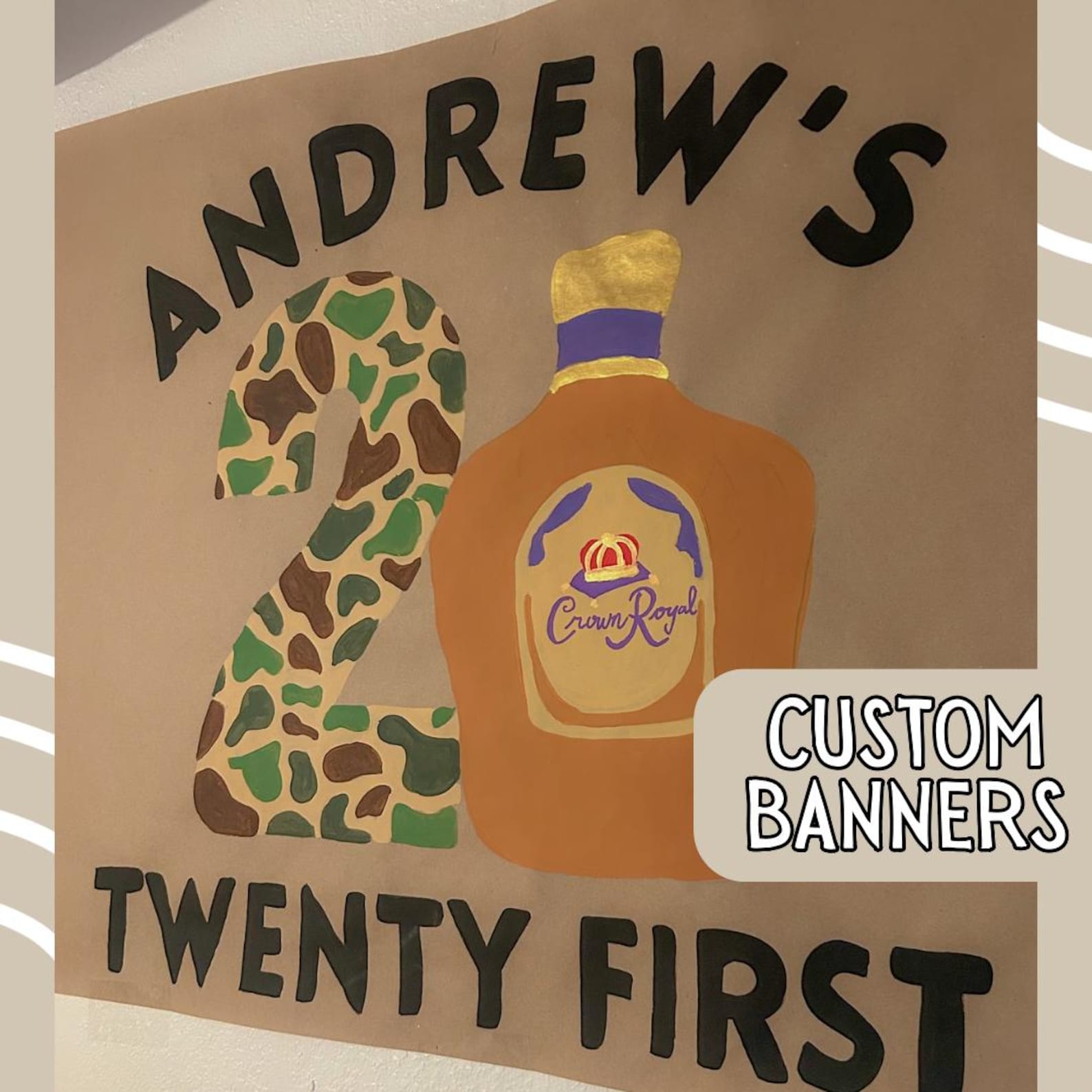 Custom Hand Painted Kraft Paper Banners • Engagement Banners • Birthday ...