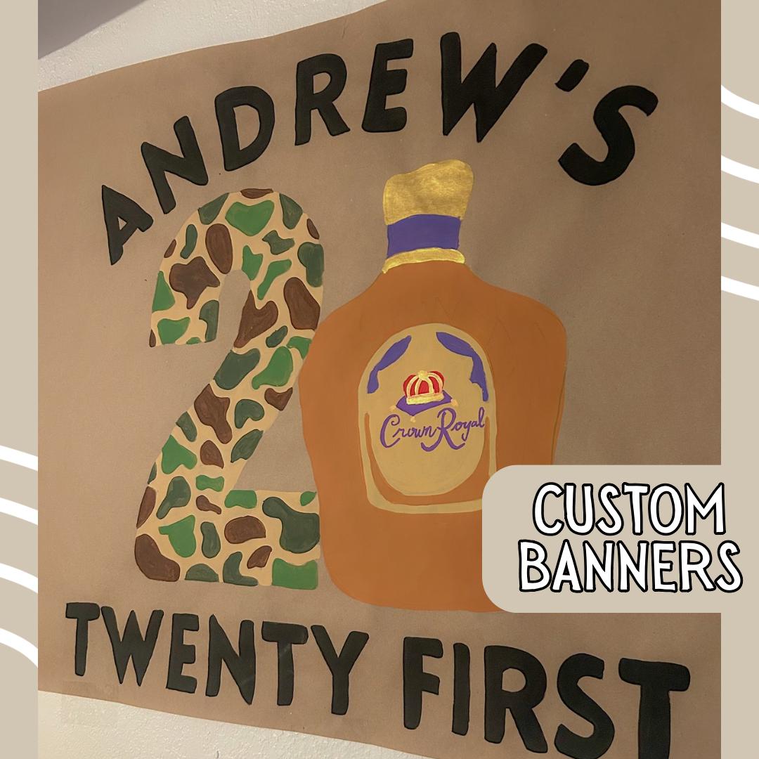 Custom Hand Painted Kraft Paper Banners • Engagement Banners • Birthday ...
