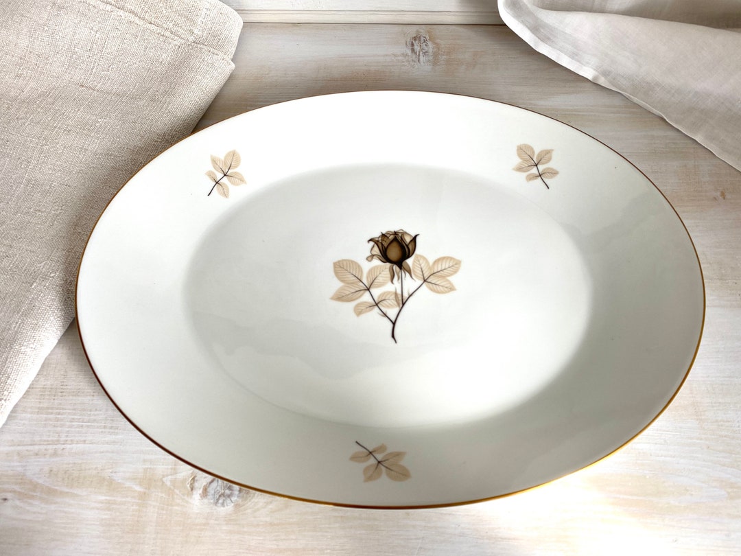 Vintage Rosenthal Porcelain Oval Charger Platter Floral Serving Plate ...