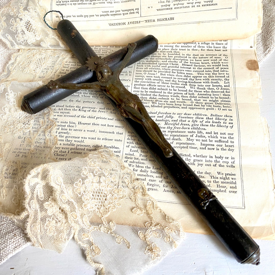 Antique Wall Crucifix 1800s Mourning Black Cross Funeral Memorabilia ...