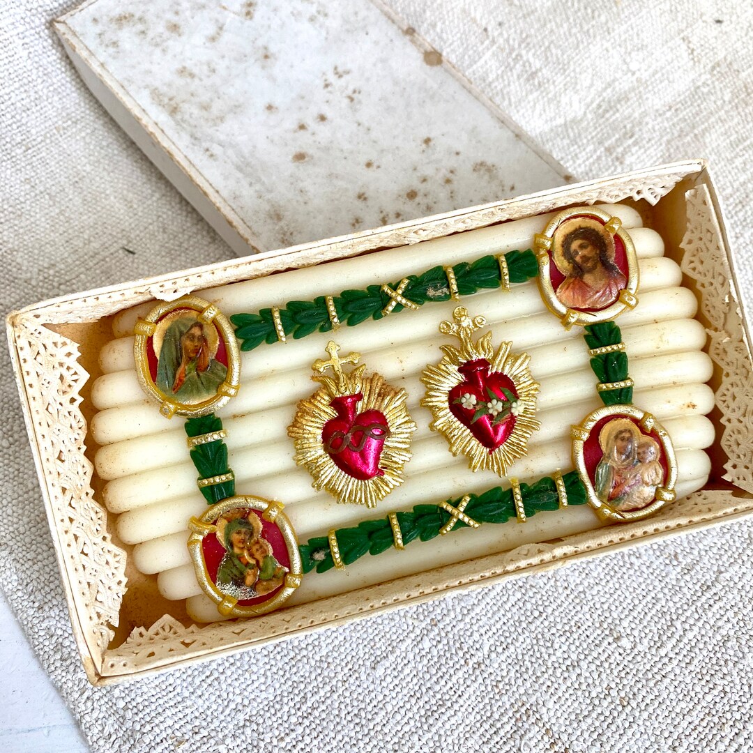 Antique Wax Offering Candle 1920s German Ex Voto Beeswax Taper Sacred ...