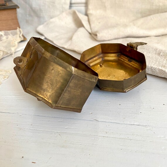 Antique brass casket box Victorian jewelry keepsake b… - Gem