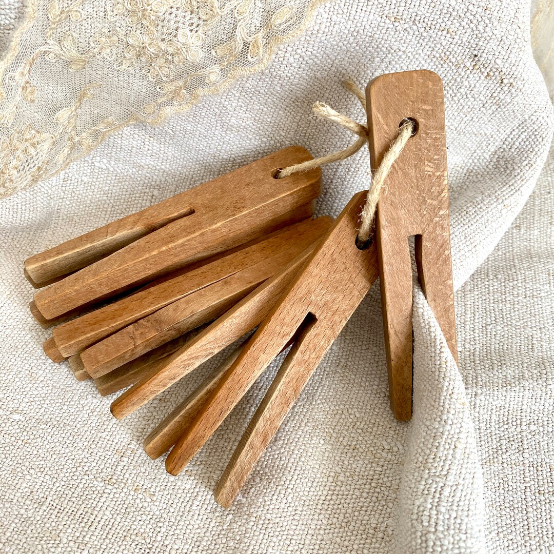 Antique 8x Large Wooden Clothespins Handmade - Etsy