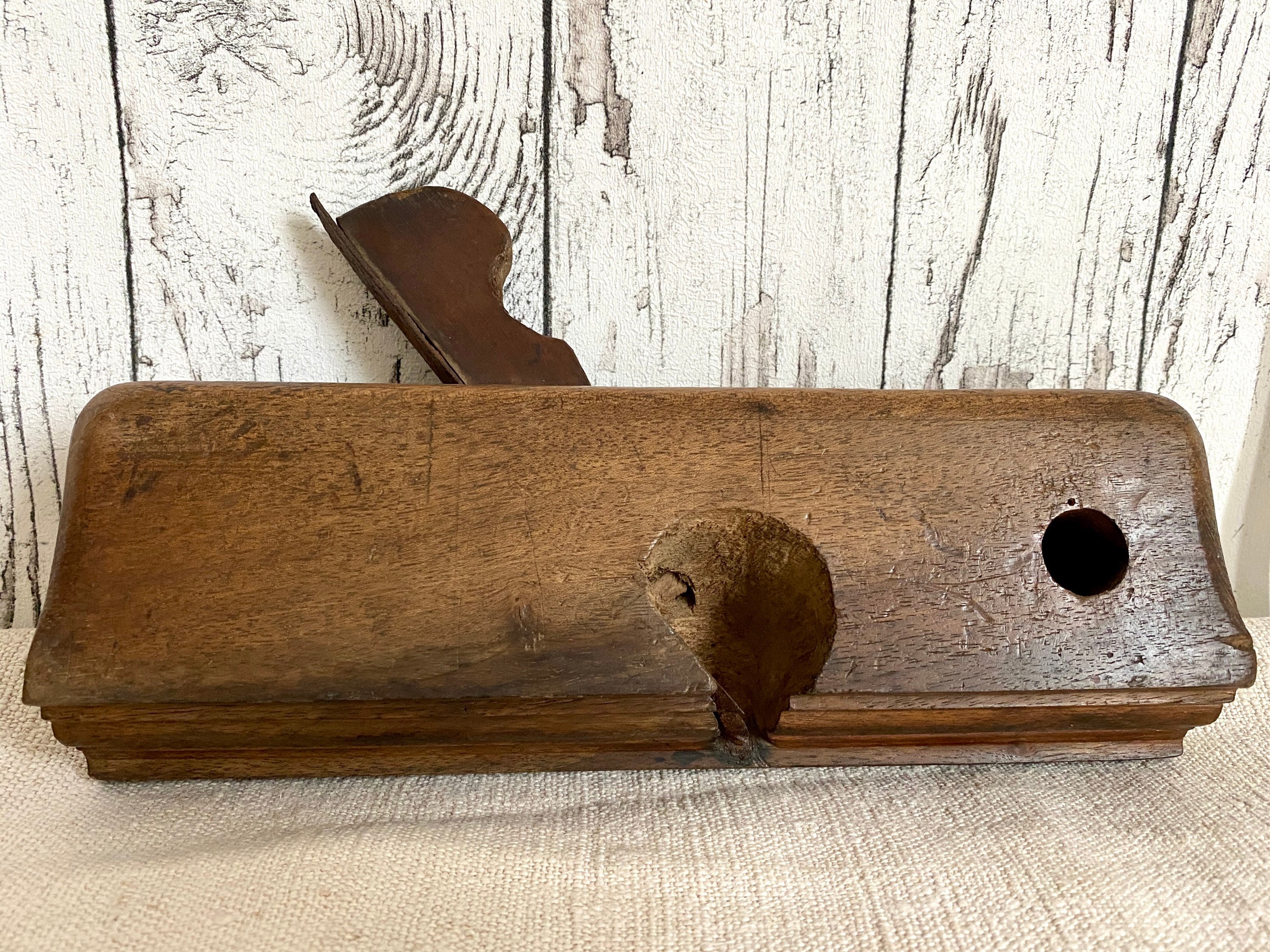 Home & Living primitive carpentry tool vintage wood molding planer man ...