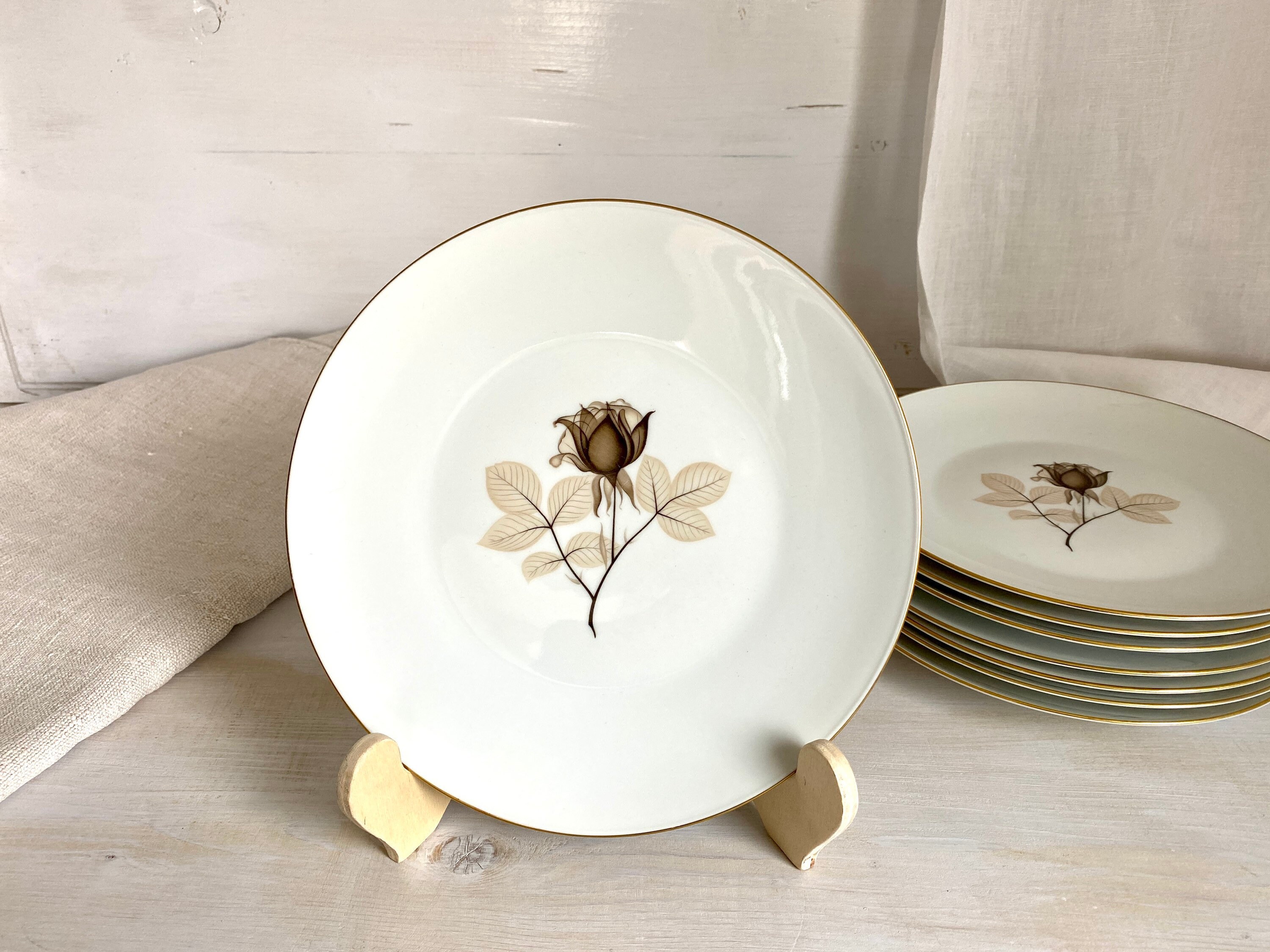 Dining & Serving Home & Living appetizer Gold rim porcelain Shadow Rose ...