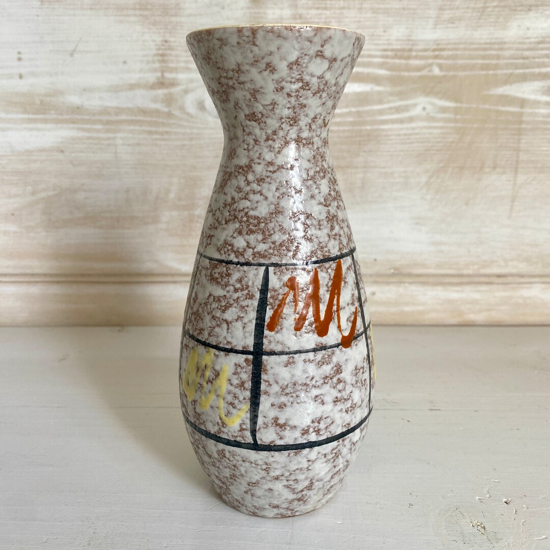 West German Pottery Vase Scheurich Foreign 522 18 60s Vintage Ceramic ...