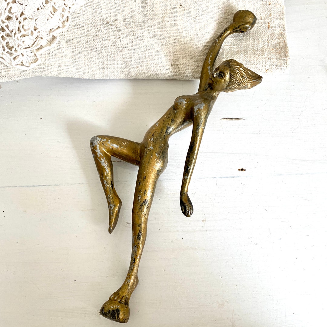 Vintage Trophy Topper Figurine 1940s Sport Victory Woman Statuette Gold ...
