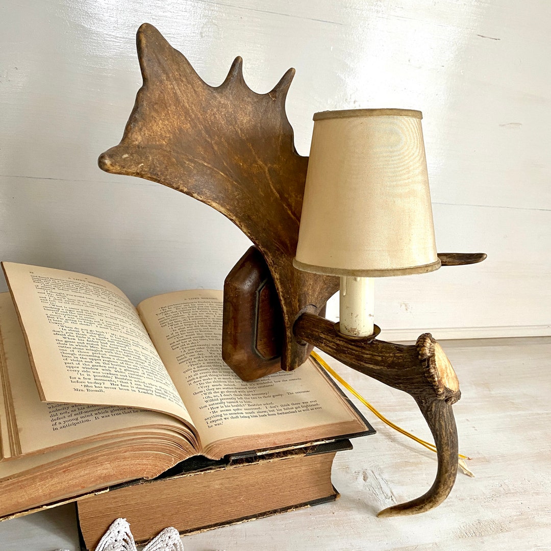 Vintage Fallow Deer Antler Sconce Wall Lamp for Rustic Cabin Lighting ...